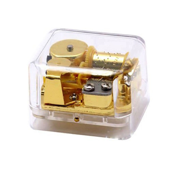 Wind-up Square Transparent Base Plastic Music box With Gold-plating ...