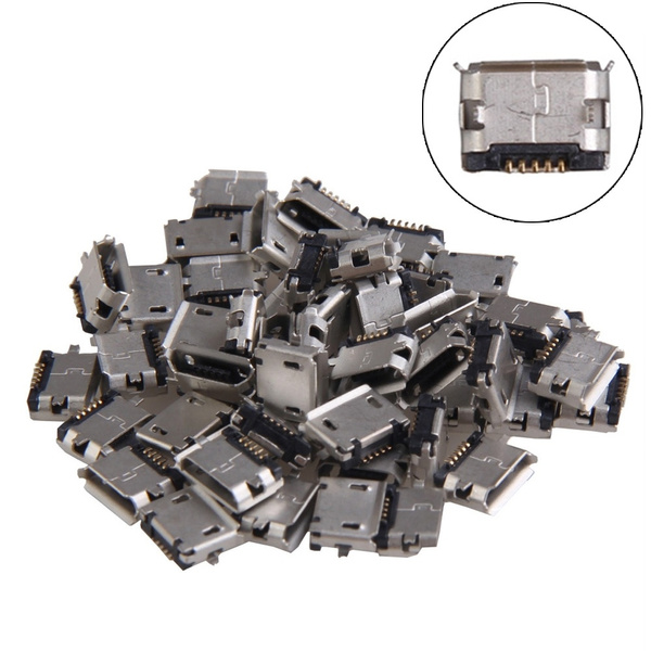50 Pcs Micro Usb 5pin B Type Female Jack Socket Connector For Phone Wish