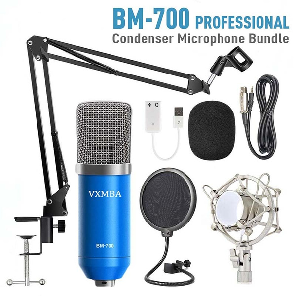 Professional Condenser Microphones with Power Supply Cables Stand Suit ...