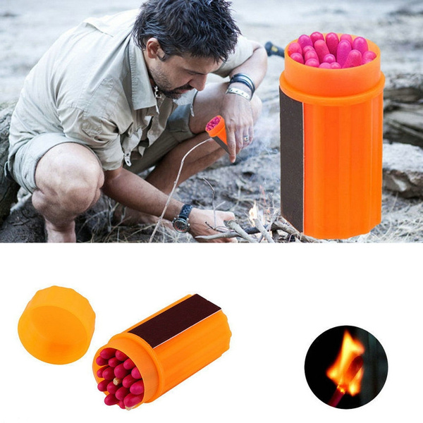 Outdoor Storm proof Windproof Waterproof Matches Kit Orange Case 20 ...