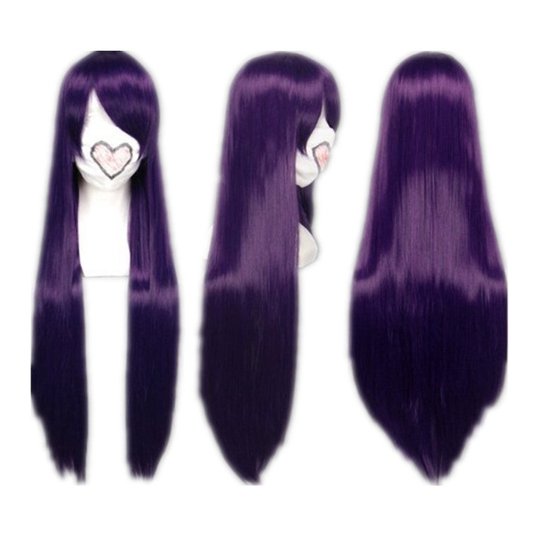JH Cosplay Wig 80cm Medaka Box Medaka Kurokami Long Dark Purple Anime ...