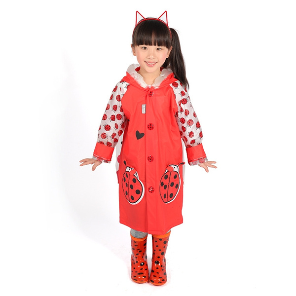 Children's Ladybug Raincoat Children with Schoolbags Bit Poncho ...