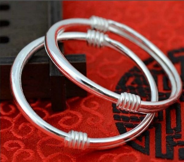 2 PCS Fashion 925 Sterling Silver Baby Bell Bangle&Bracelet | Wish