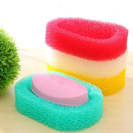 2Pcs Sponge Soap Dish Box Shower Washing Hotel Holders Bathroom Kitchen ...