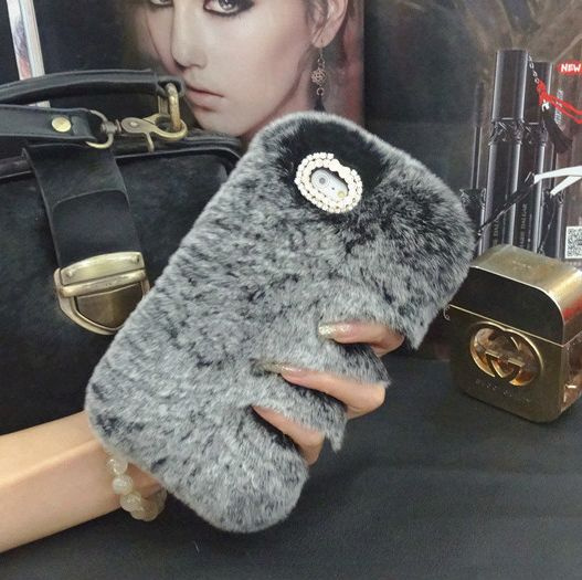 Newest Fluffy Real Rabbit Fur Plush Soft Leather Phone Cover case | Wish