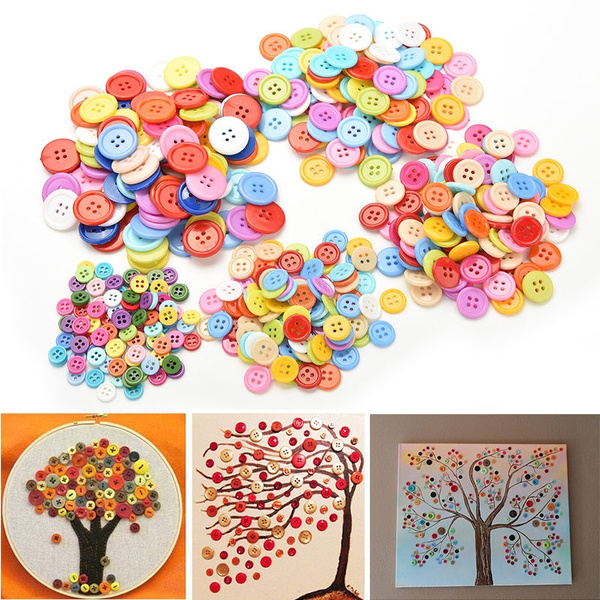100 Pcs Plastic Round Buttons Sewing DIY Craft Decals for Kids Crafts ...