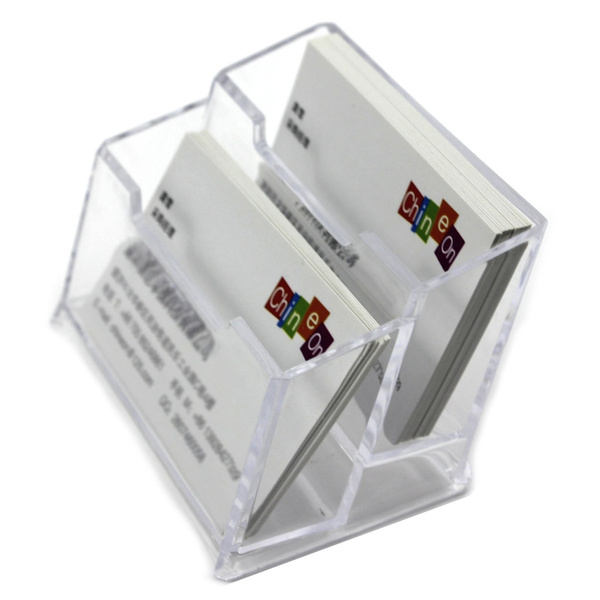 Home Office Desk Two Layer Acrylic Clear Business Card Holder Box Case ...