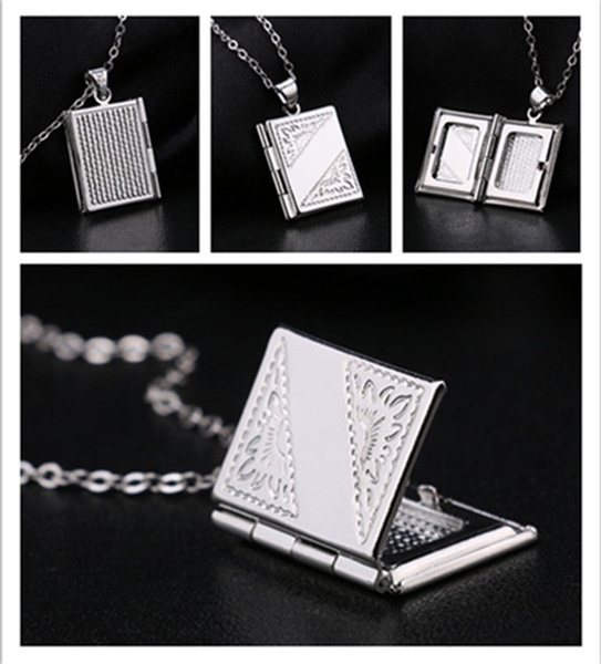 Locket Box Photo Frame Pendant Necklace Chain Charm Jewelry | Wish