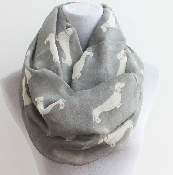Dog Print Scarf Charcoal Gray Dachshund Print Weiner Dog Sausage Dog ...