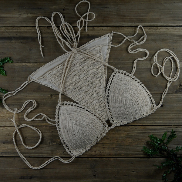 Beach Handmade Crocheted Bikini Set, Lining Cup Crochet Swimwear ...