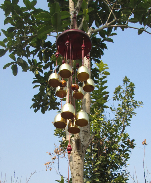 1PCS 10 Copper Bells Round Wooden Chapel Church Wind Chimes Garden ...