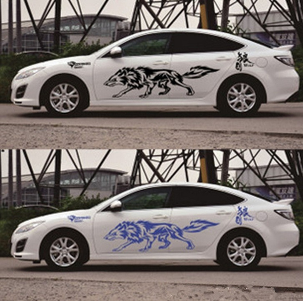 Reflective Personality Wolf Totem Series Car Stickers Bonnet Hood Body ...