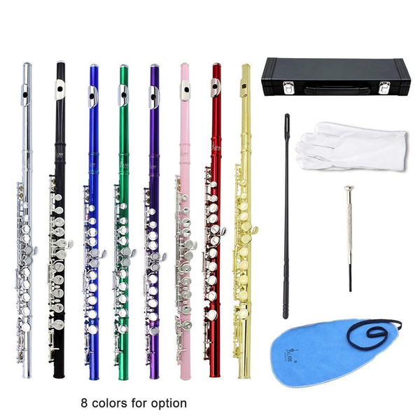Western Concert Flute Cupronickel Plated Silver 16 Holes C Key Woodwind ...