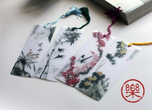 Classic Paintings PVC Waterproof Bookmarks Plum Blossom Orchid ...