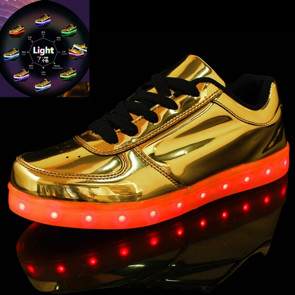 Mirror Fashion Unisex LED Light Shoes USB Charging Luminous Sports ...