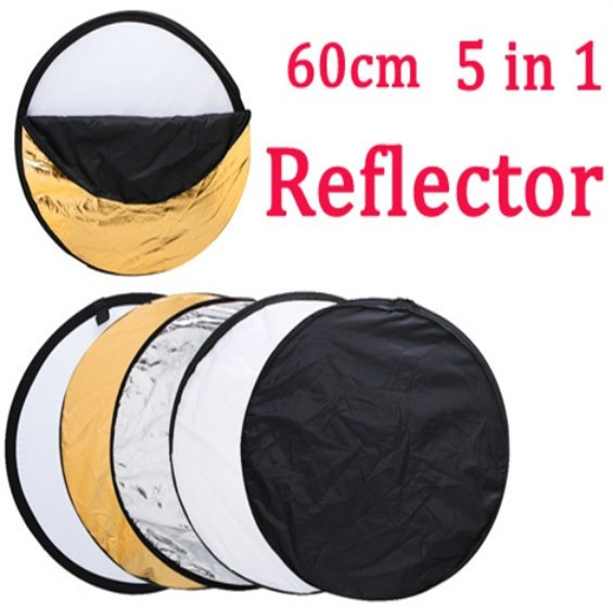24" 60cm 5 in 1 Portable Collapsible Light Round Photography Reflector ...