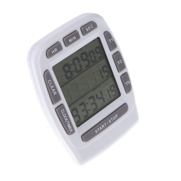 LCD Digital Alarm kitchen Timer with Triple Display 3-Line Timer ...
