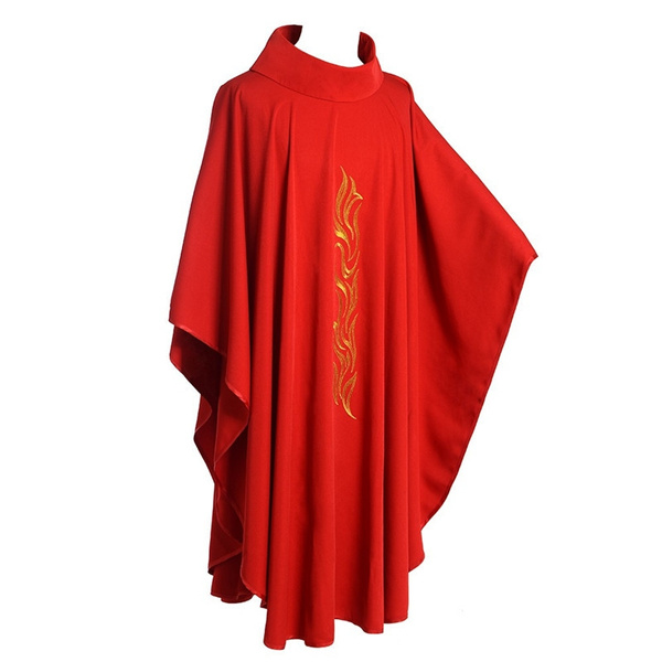 Catholic Church Priest Vestments Roll Collar Robe Red Chasuble Clergy ...