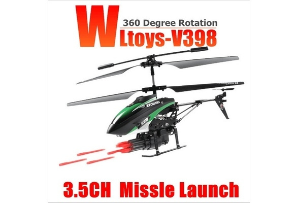 Newest WLToys V398 Cool Missile Launching 3.5CH RC Remote Control Helicopter With Gyro Green ...