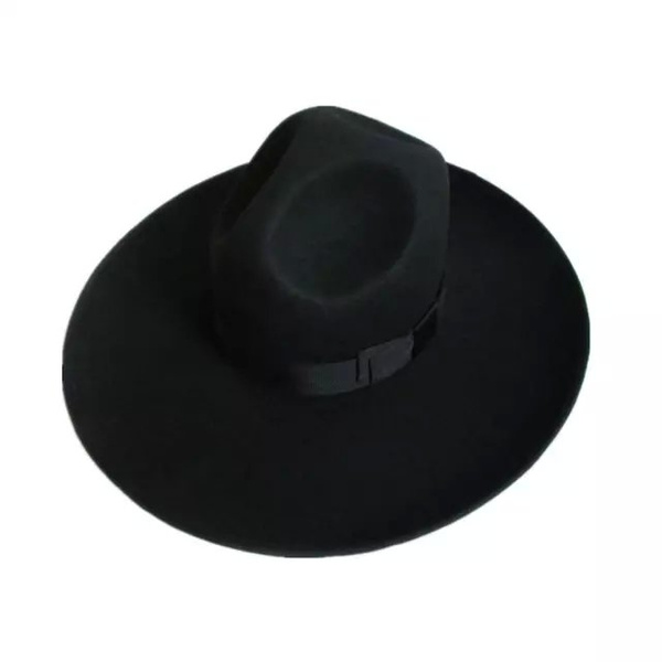 Jewish Hat Rabbi Wool Hasidic Israel Jew Fedora Cap + Wide Brim 12 cm ...