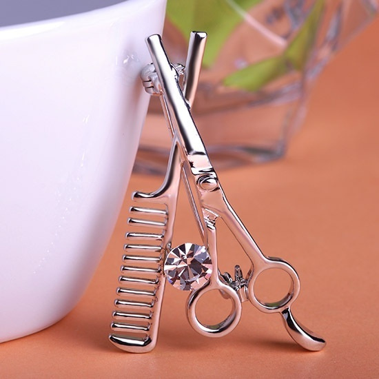 18K Wedding Comb Scissors Brooch Coroa Collar Pin Hijab Pin Up Clip ...