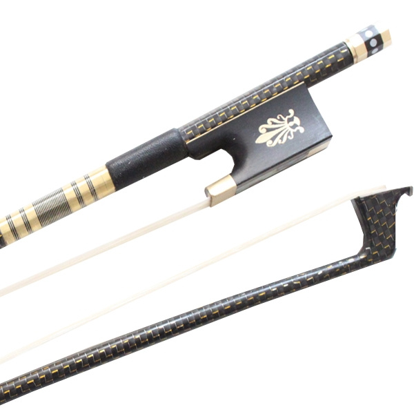 PRO Gold Silk Braided Carbon Fiber Violin Bow Ebony Frog 4/4 Violin Bow ...