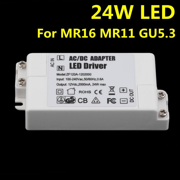 12V 2A 24W AC/DC Transformer Driver For MR16 MR11 GU5.3 LED Bulbs ...
