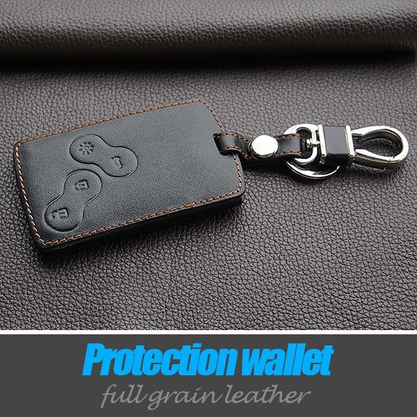 Leather car key covers case set holder for Renault Clio Scenic Megane ...
