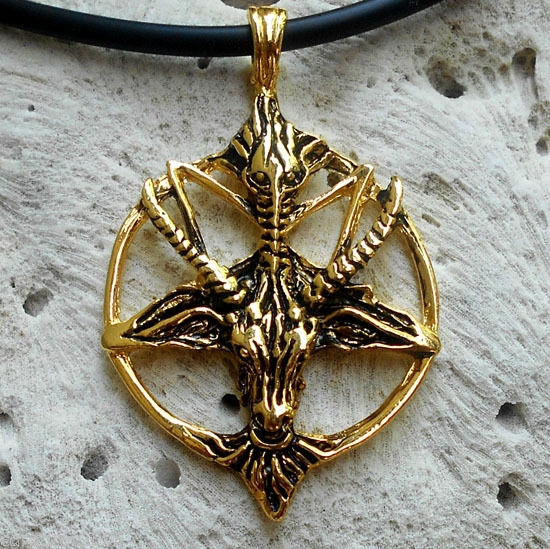 Invered Star Pentagram Pentacle Goat Devil Satan Baphomet Gold Silver ...