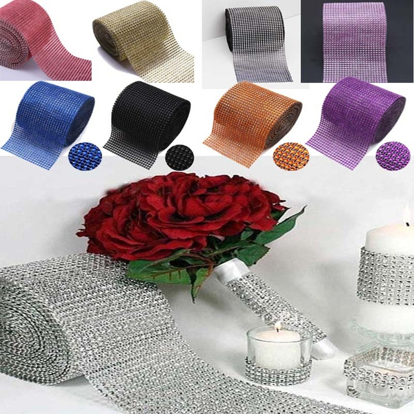 Wedding Party Decor 1 yard Diamond Mesh Trim Wrap Roll Sparkle Bling ...