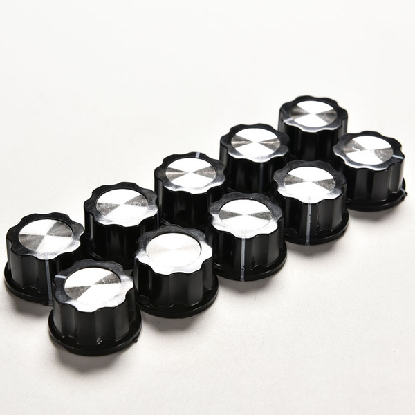 Volume Control Rotary Knobs Black for 6mm Dia. Knurled Shaft ...