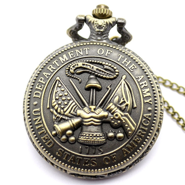 Retro Bronze Big Man Pocket Watch United States Army Pocket Watch ...