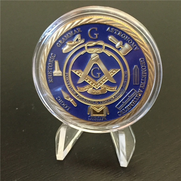 24K Gold Coin European Masonic Freemasonry Gold And Blue Color Round ...