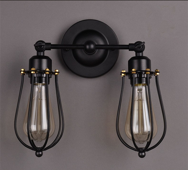 Nordic Retro led Edison bulb wall light loft Light Wrought Iron Lamps ...