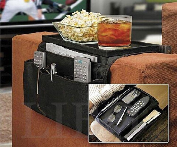 Sofa Couch Arm Rest Organizer Storage Remote Control Holder Table Bag ...