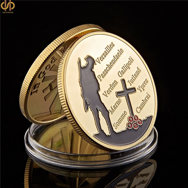 1914-1918 World War i Gold Plated Souvenir Coin The Great War 100th ...