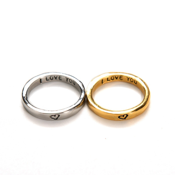 Gold & Silver Heart Couple Rings His and Her Promise Wedding Gifts ...