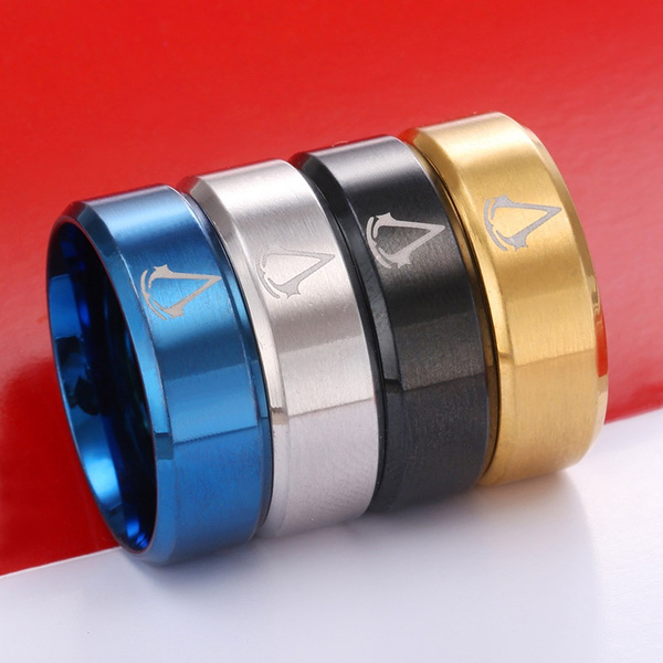 8MM Fashion Jewelry 316L Stainless Steel Titanium Assassins Creed Logo ...