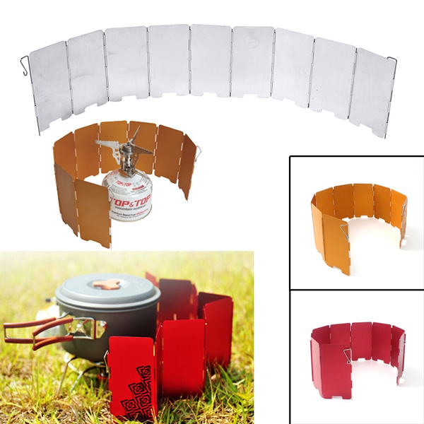 9 Plates Foldable Outdoor Camping Cooking Cooker Gas Stove Wind Shield ...