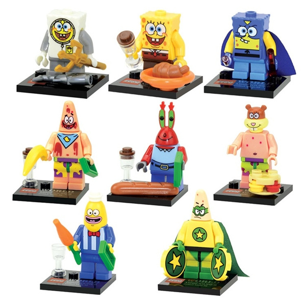 8Pcs/set Spongebob DIY Minifigures Kids Toys Patrick Star Minifigure ...