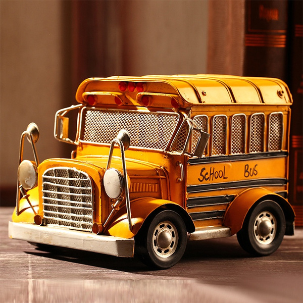 Yello COLOR School Bus Model Vintage Style Shuttle Bus Model Iron ...
