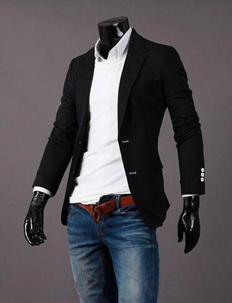 Men's New Leisure Solid Color Single Breasted Jacket 5 Colors XS S M L ...