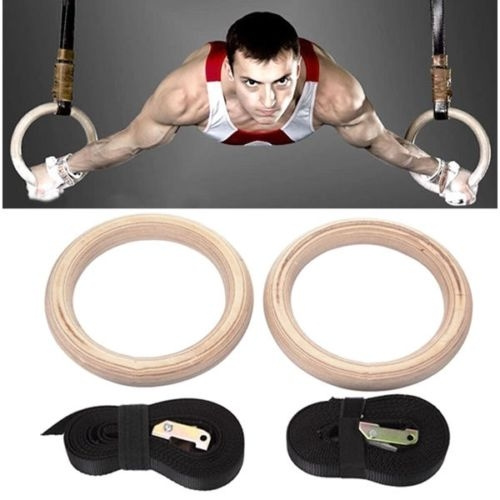 New High Quality A Pair of Birch Wooden Olympic Gymnastic Gym Rings ...