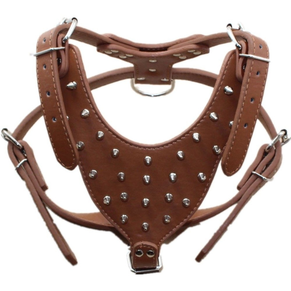 Spiked Studded Leather Dog Harness for Medium Large dogs Pit Bull ...