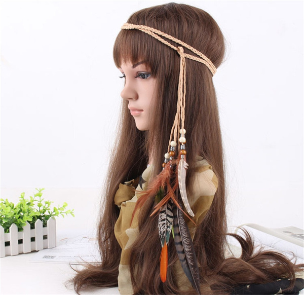 Indian Gypsy Feather Headband Handmade Multilayer Headdress Fancy Dress ...