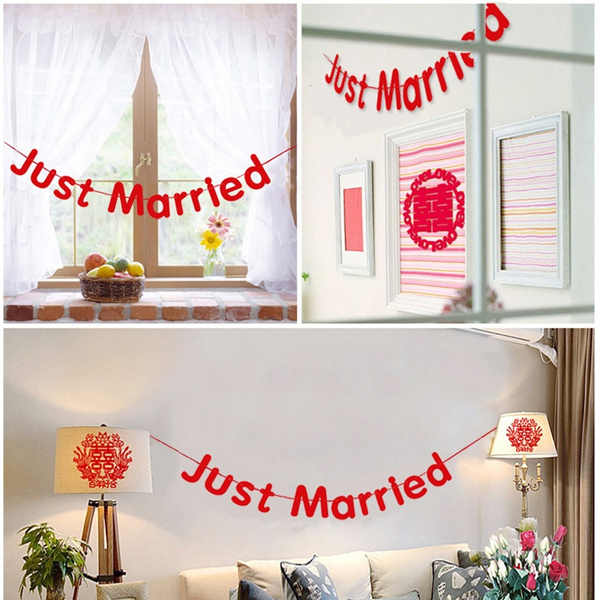 Sales Vintage Wedding Party Photo Props Just Married Banner Garlands ...