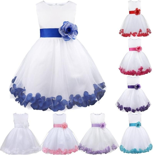 iEFiEL Girls Kids Flower Petals Tulle Formal Wedding Bridesmaid Party ...