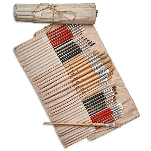 36 Paint Brushes for Painting Acrylic, Oil, Watercolor with Art ...