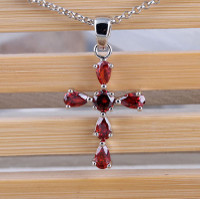 Charming CROSS Silver Ruby Necklace Jewelry for Gifts | Wish