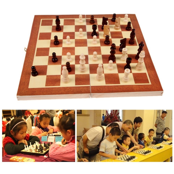 Wooden Chess Set Pieces Wood with Board Storage Box Christmas Gift Kids ...